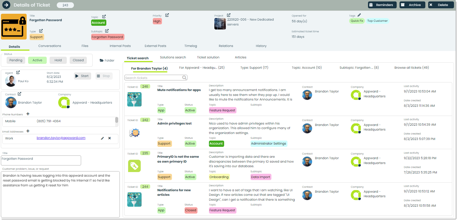 Getting Started with Ticket Director - KnowledgeBase - Appward